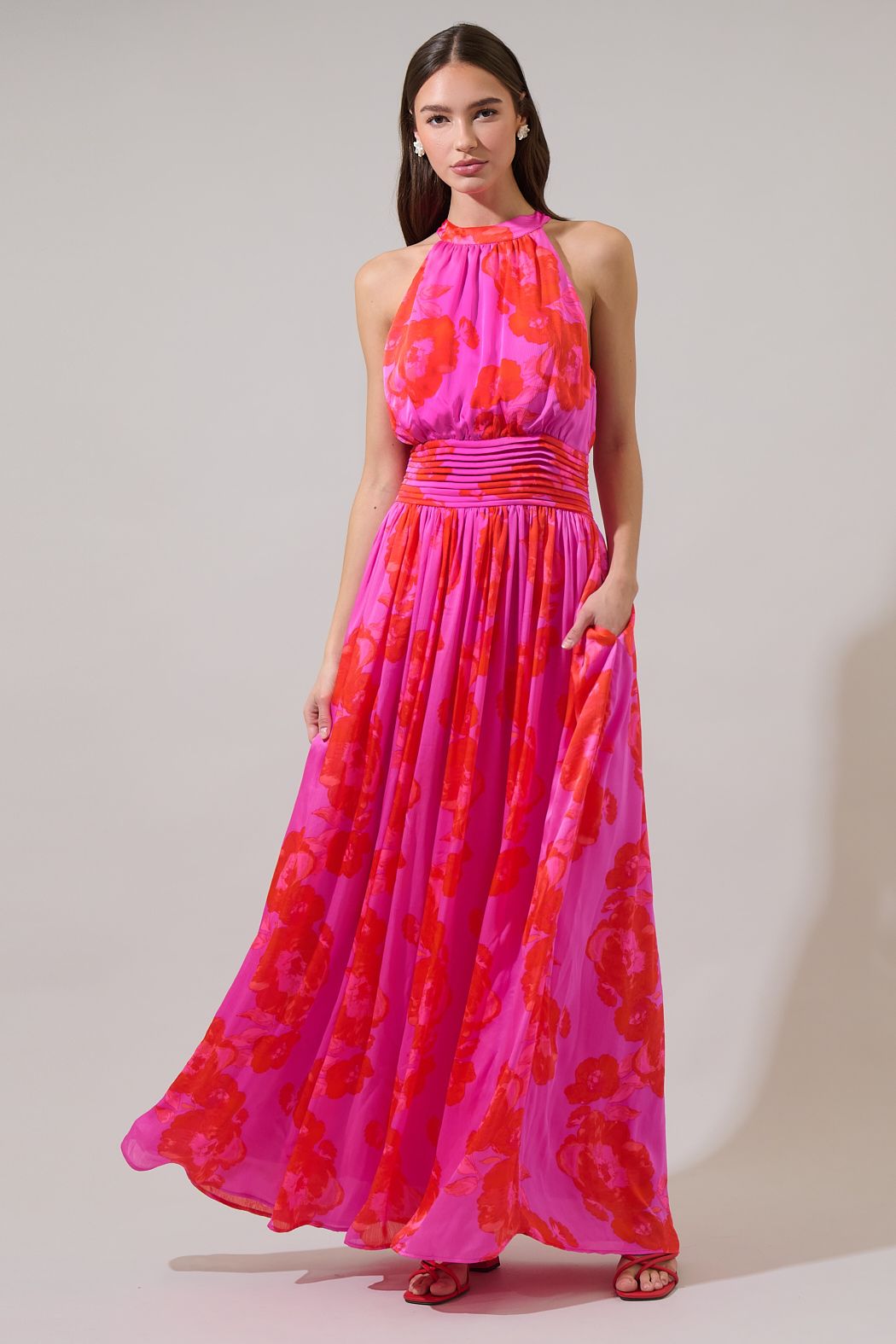 Bold Floral Halter Dress – Whimsical Mimsy Boutique