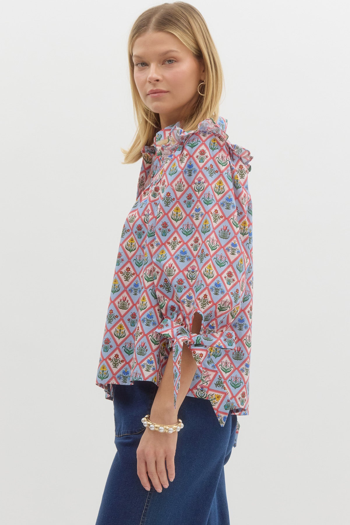 Diamond Print Floral Blouse – Whimsical Mimsy