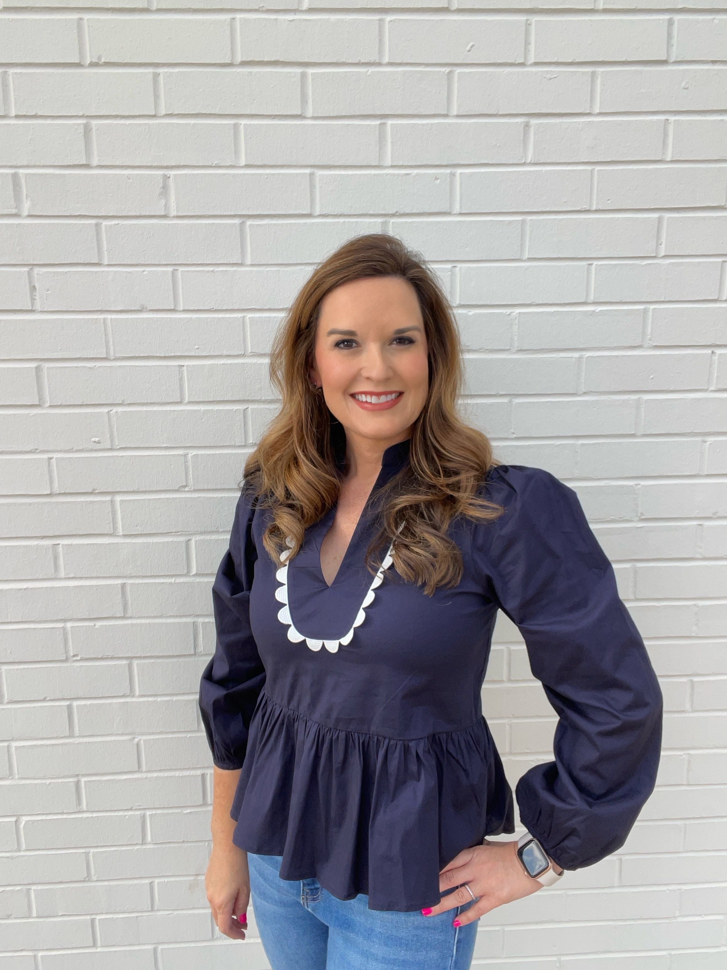 Navy Peplum Top – Whimsical Mimsy