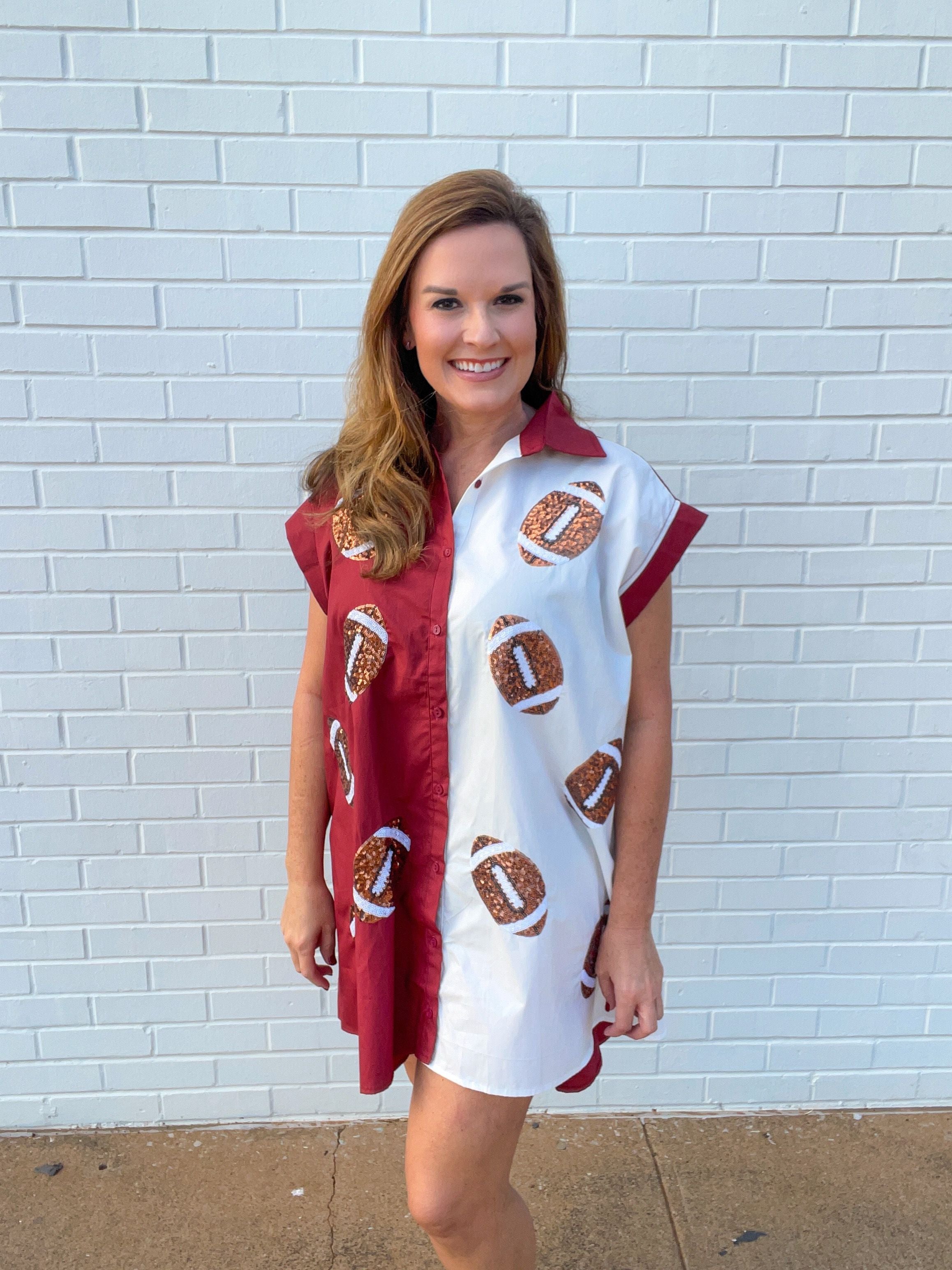 Crimson & White Gameday Dress – Whimsical Mimsy